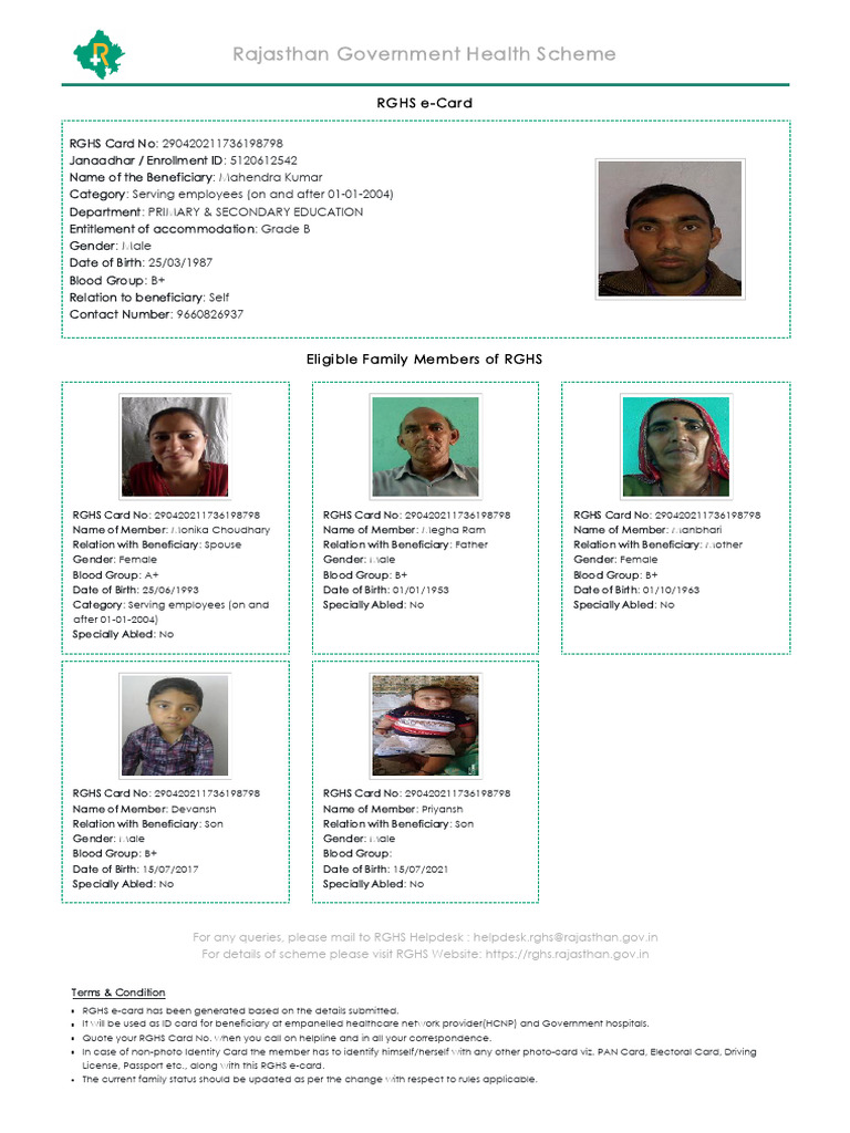 RGHS e-Card Details for Employees | PDF | Identity Document | Access ...