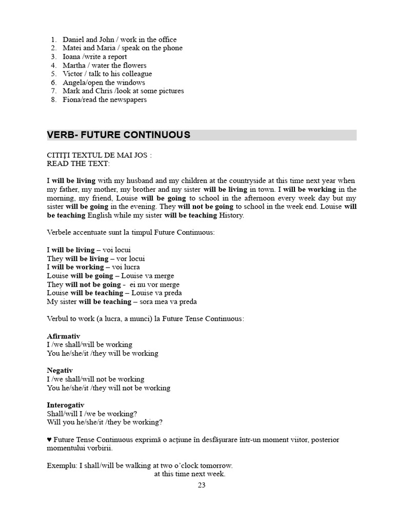 Future Continous Theory | PDF