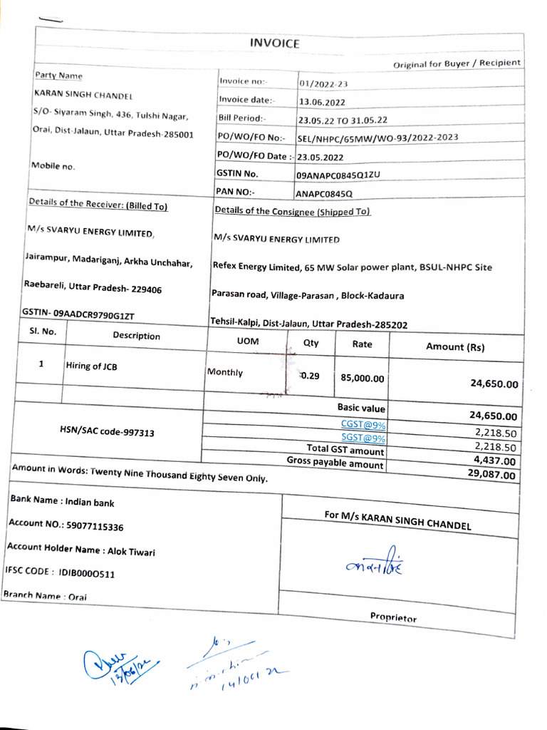 1-Karan Singh Chandel-JCB-Inv-1 | PDF