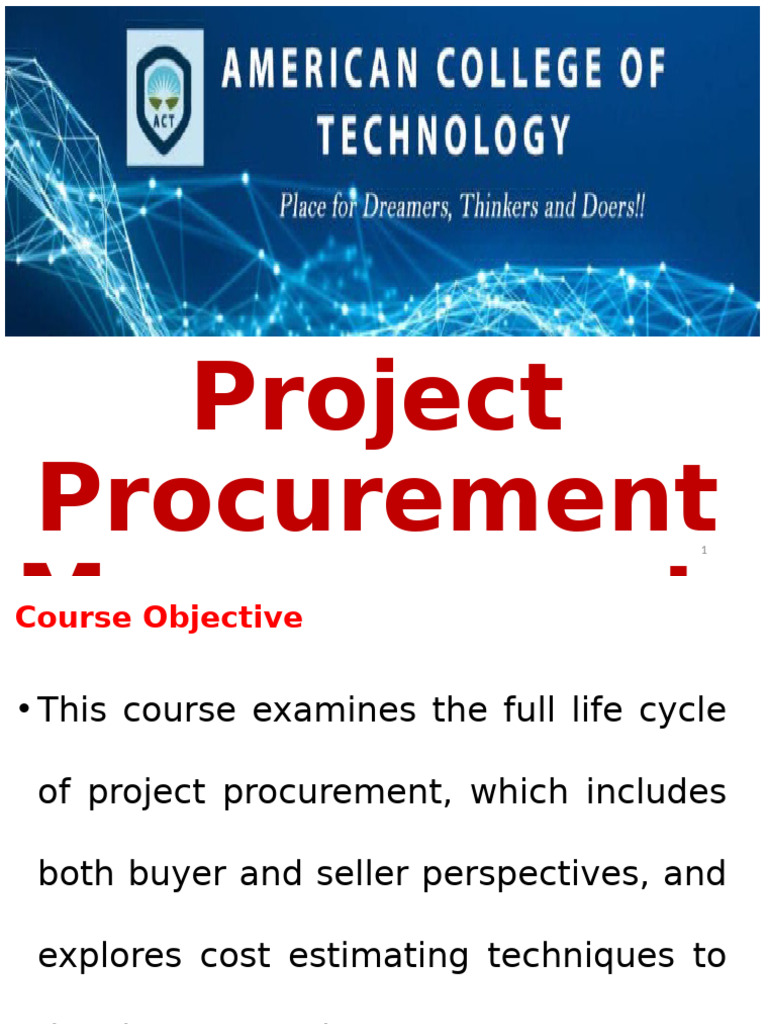 Project Procurement Management Overview | PDF | Logistics | Procurement