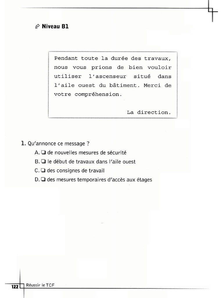 Reussir TCF CE B1 | PDF