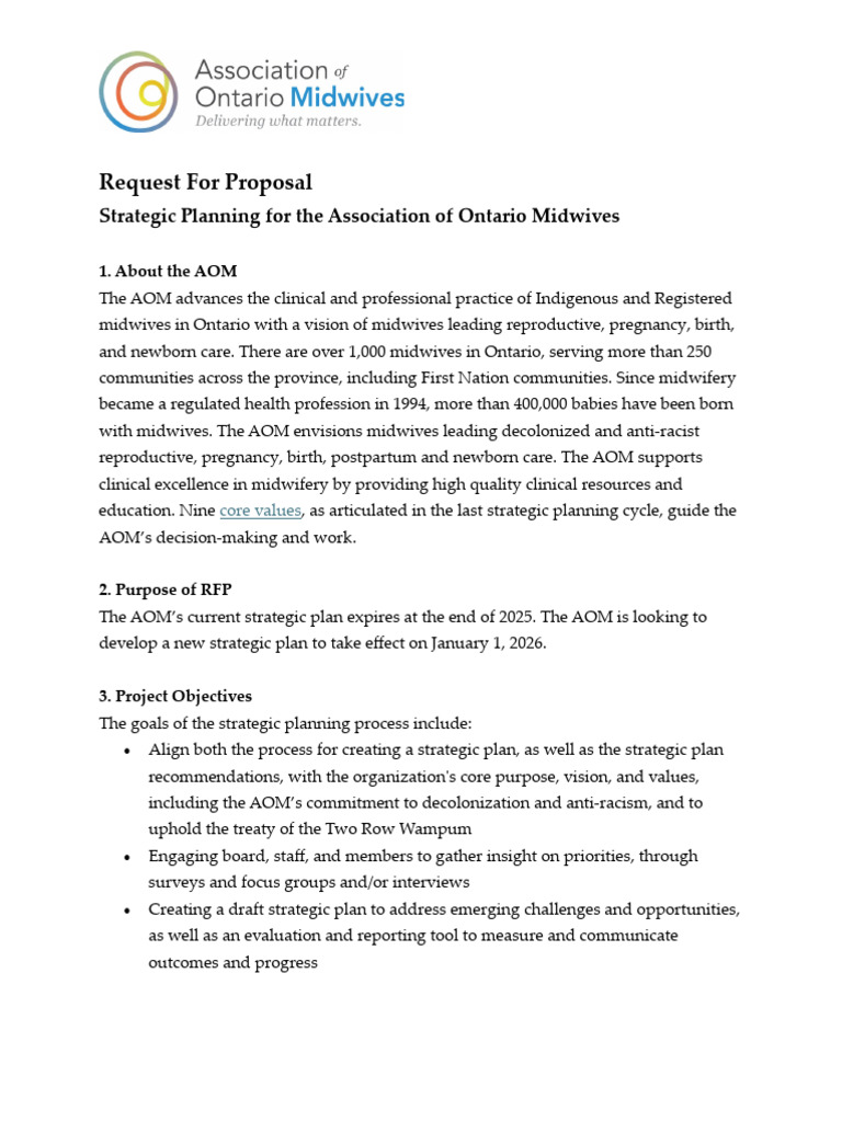 RFP For Strategic Planning 2025 | PDF | Midwife | Strategic Planning