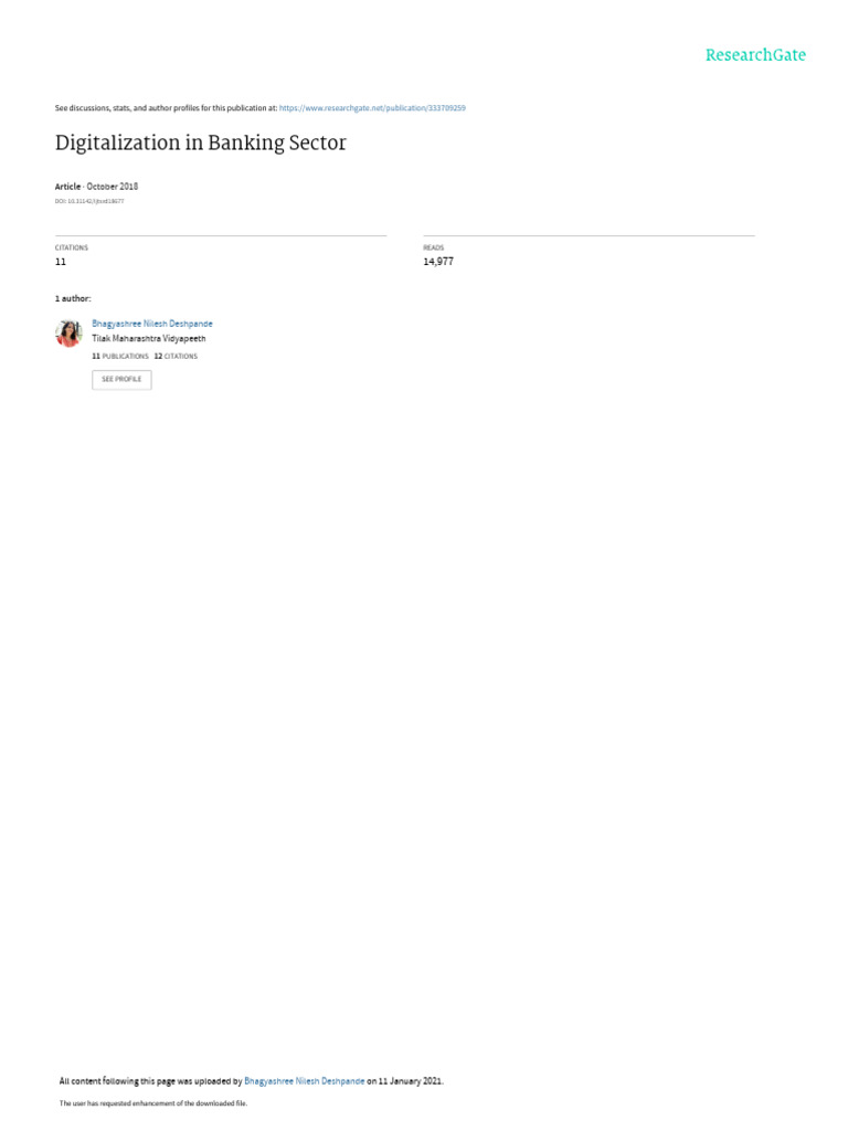 Digitalization in Banking Sector | PDF | Banks | Computing