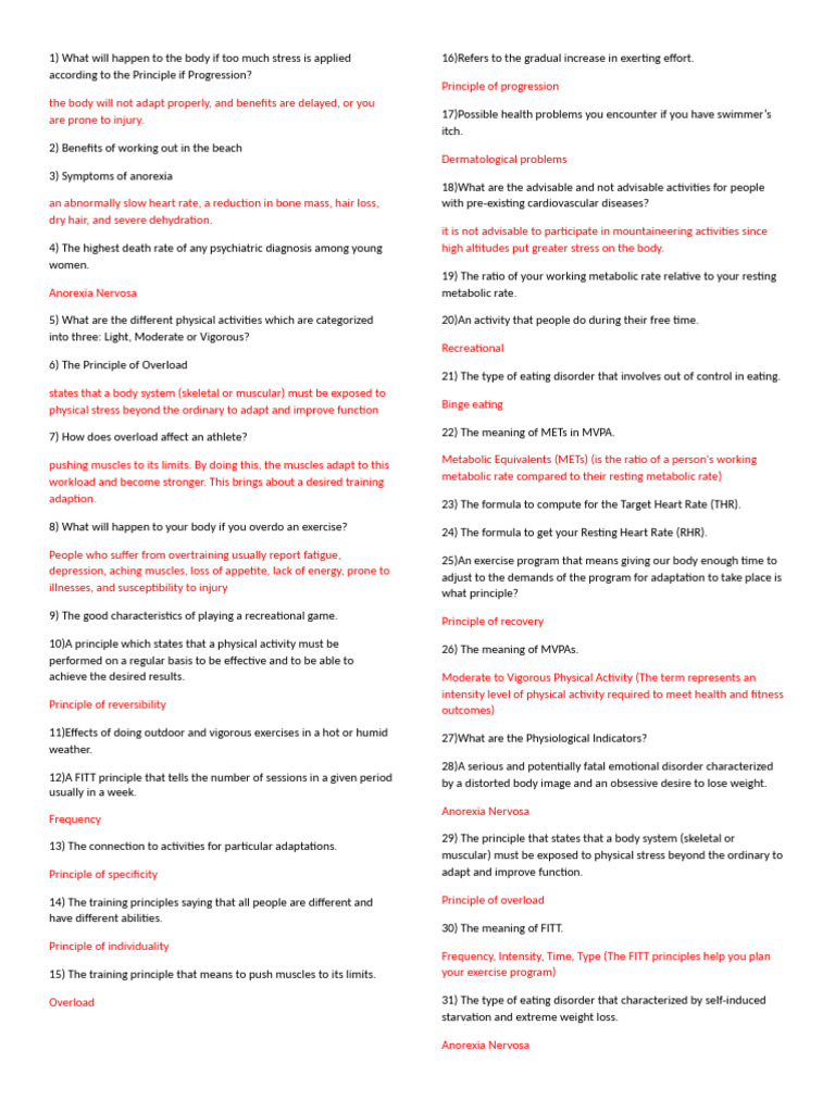 Understanding Exercise Principles and Disorders | PDF | Anorexia ...