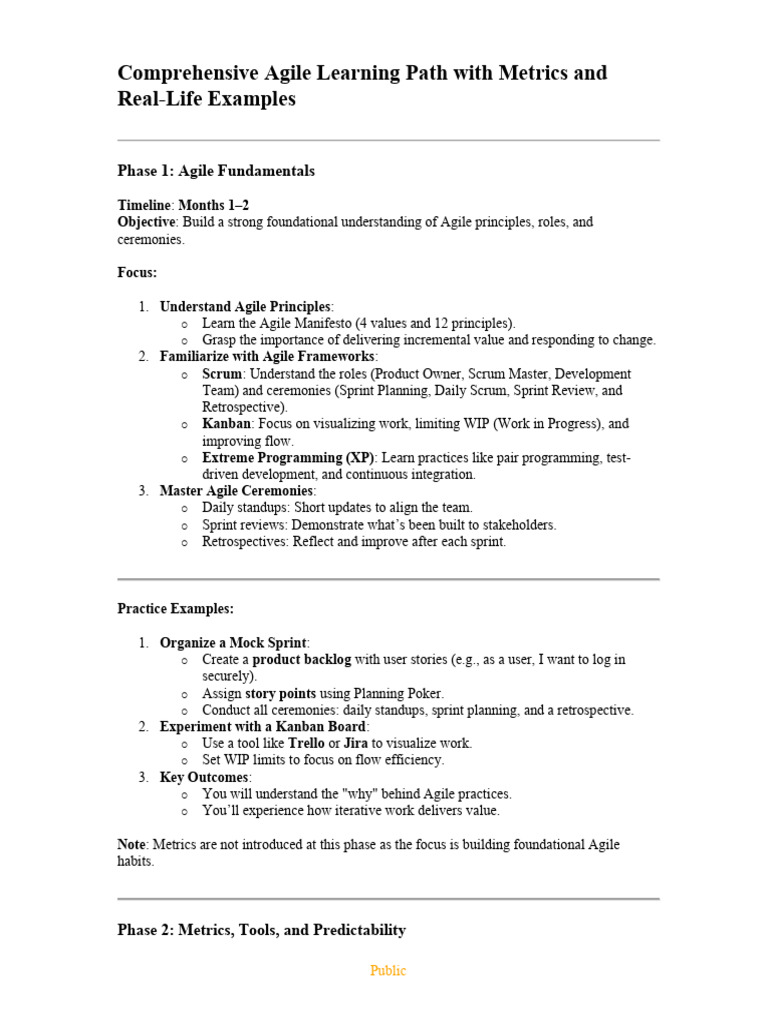 Comprehensive Agile Learning Path With Metrics and | PDF | Scrum ...