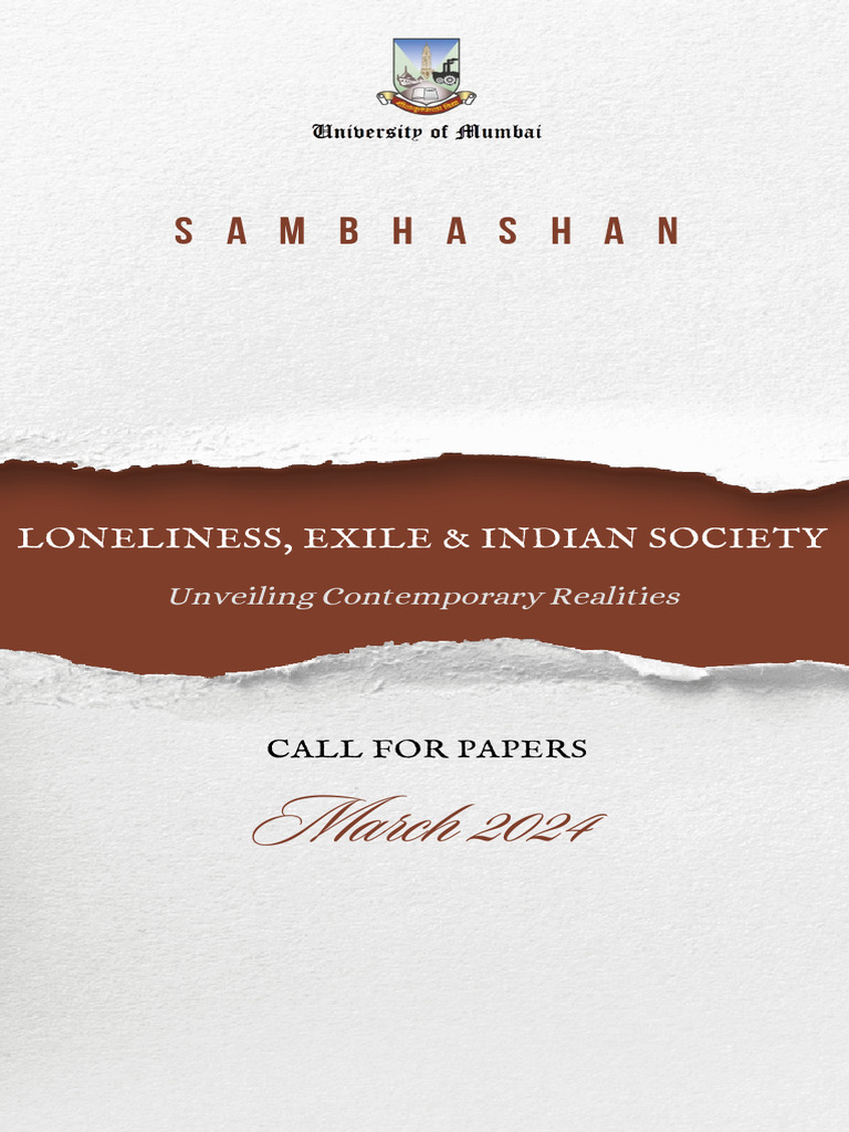 Call For Papers - Loneliness, Exile and Indian Society | PDF ...
