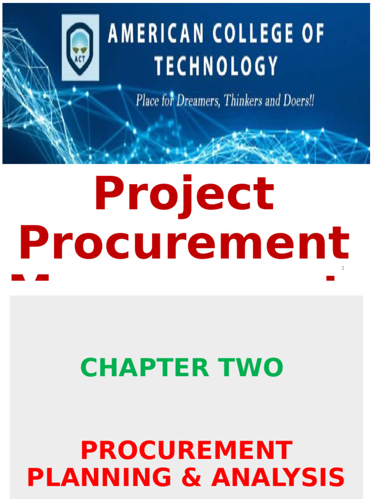 Procurement Planning & Management Guide | PDF | Procurement | Specification (Technical Standard)