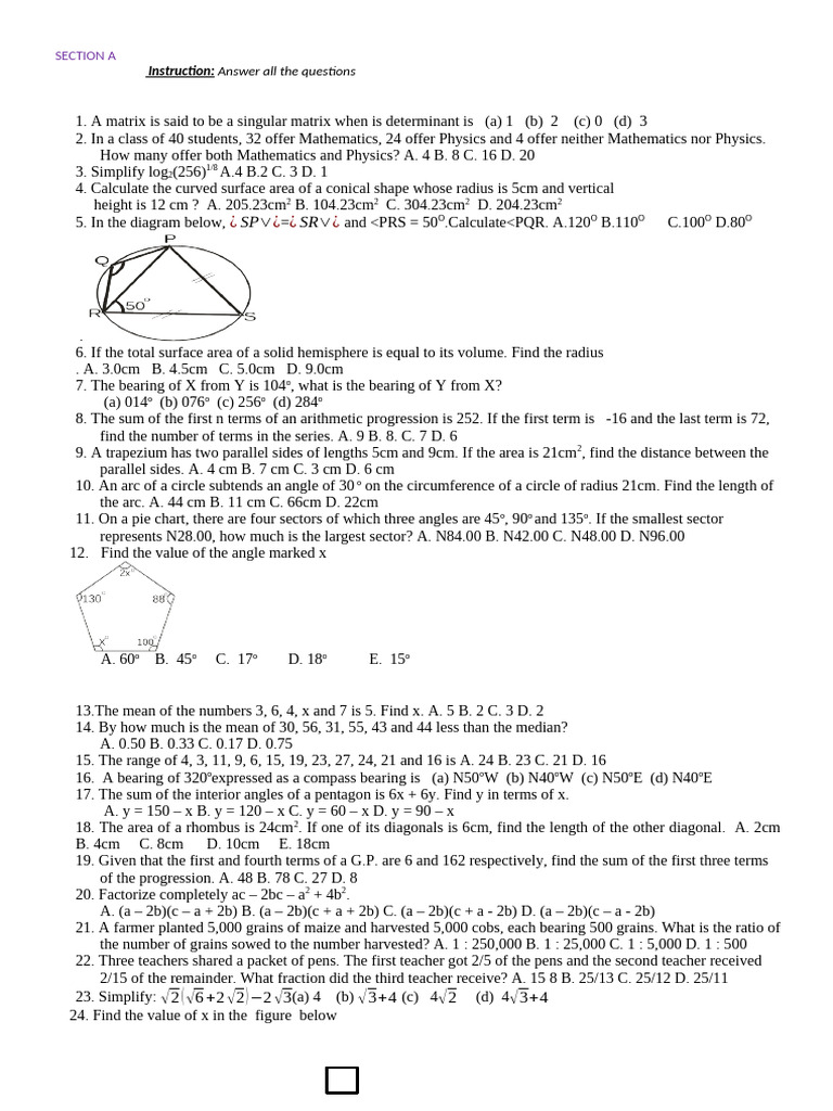 1ST TERM MATHS SSS 3 Lampada | PDF | Mathematics | Geometry