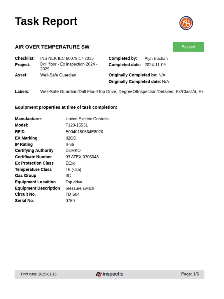 Ex Inspection Task Report 2024 | PDF | Electrical Engineering ...