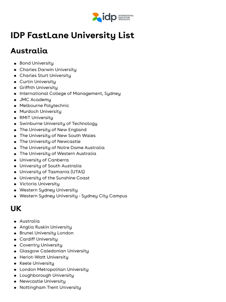 IDN FastLaneUniversityList | PDF