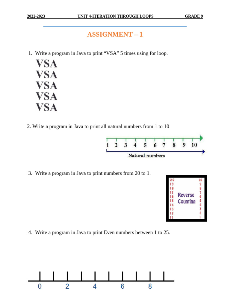 Grade 9 Java Loop Assignments | PDF | Numbers