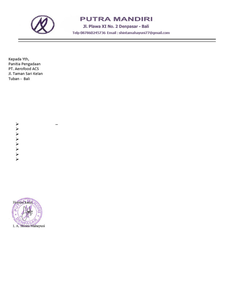 Penawaran Putra Mandiri Scan Baru | PDF