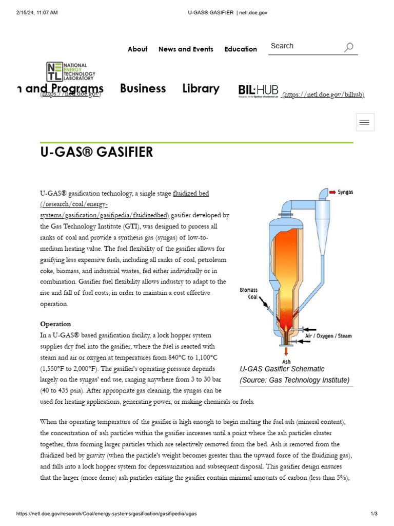 U-GAS® GASIFIER - Netl - Doe.gov | PDF | Gasification | Sustainable Energy