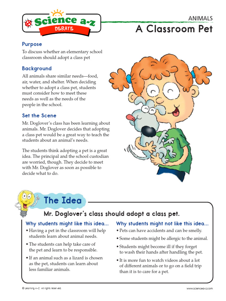 15.animals k-2 Debate A Classroom Pet | PDF