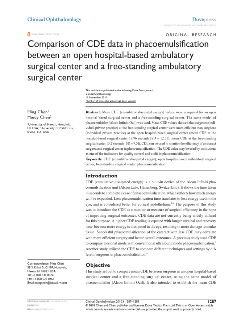 Between An Open Hospital-Based Ambulatory Surgical Center and A Free ...