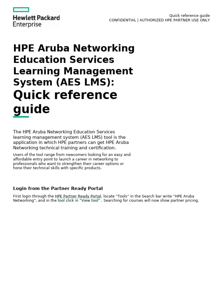 Quick reference guide - HPE Aruba Networking Education Services | PDF | Educational Technology