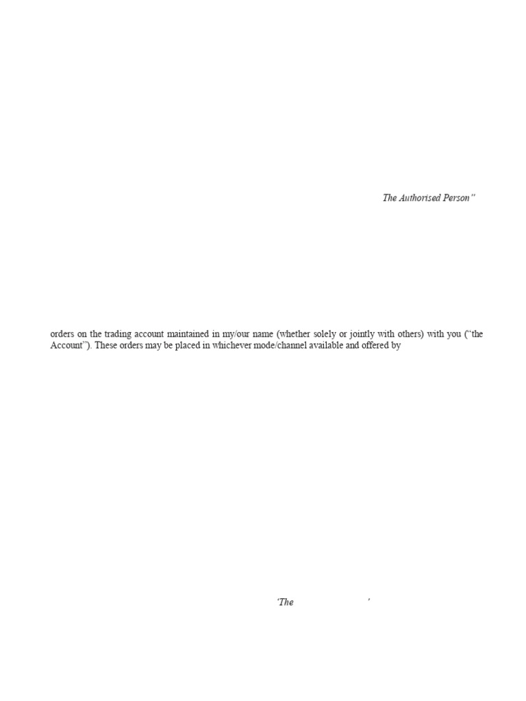 Trading Authorization Letter | PDF | Private Law | Business Law