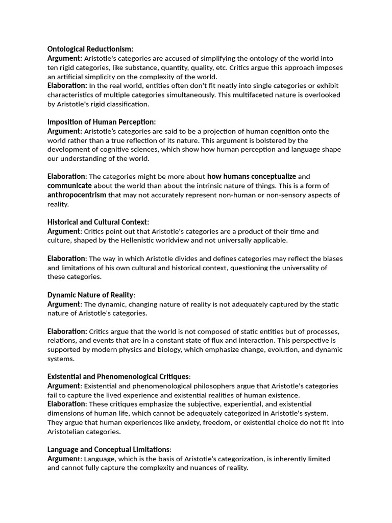 Ontological Reductionism - Aristotle | PDF | Reality | Ontology