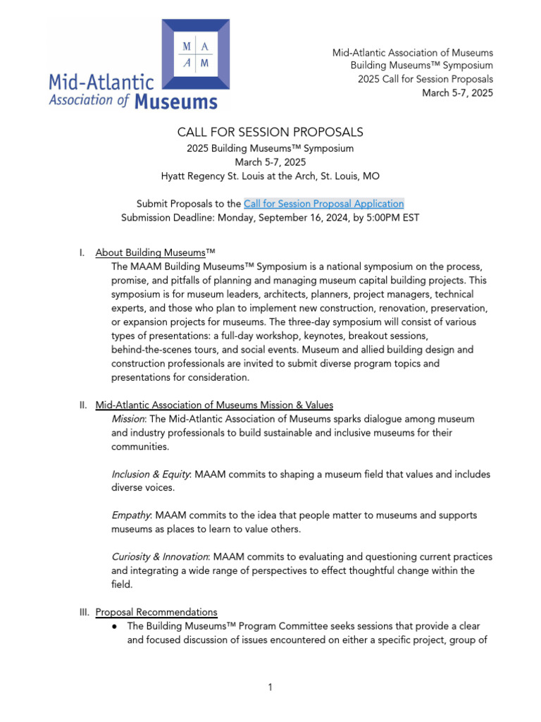 2025 Building Museums Call For Sessions Proposals | PDF | Museum