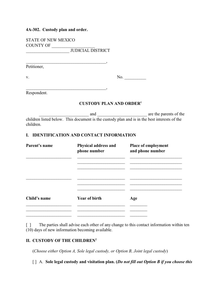Custody Plan and Order | PDF | Contact (Law) | Child Custody