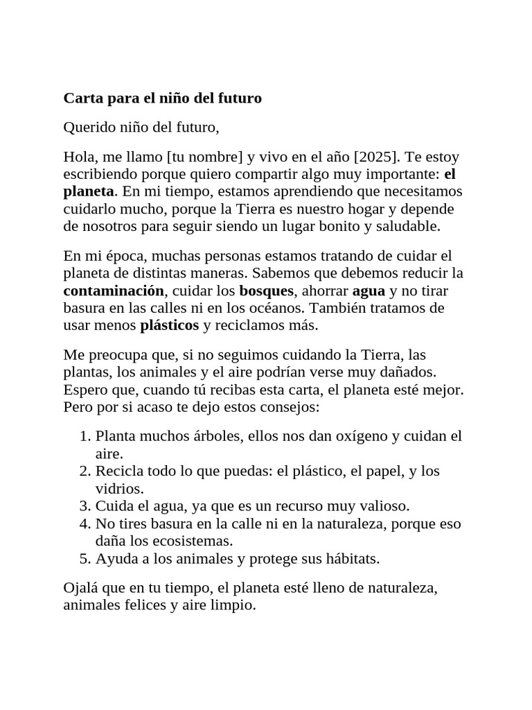 Carta para El Niño Del Futuro | PDF