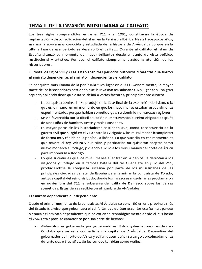Invasión Musulmana y Califato en Al-Ándalus | PDF | Al Andalus | Califato