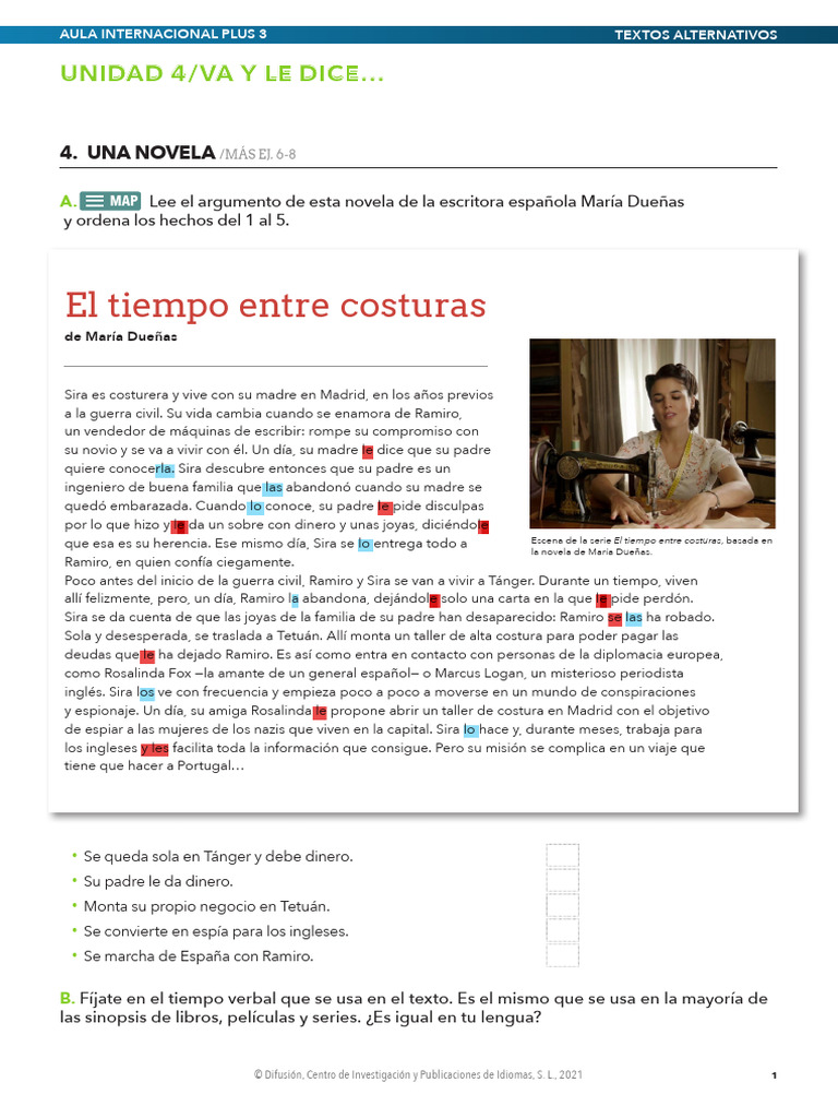 Practica Texto Alternativo El Tiempo Entre Costuras | PDF