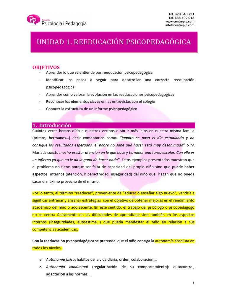Guía de Reeducación Psicopedagógica | PDF | Aprendizaje | Desorden ...