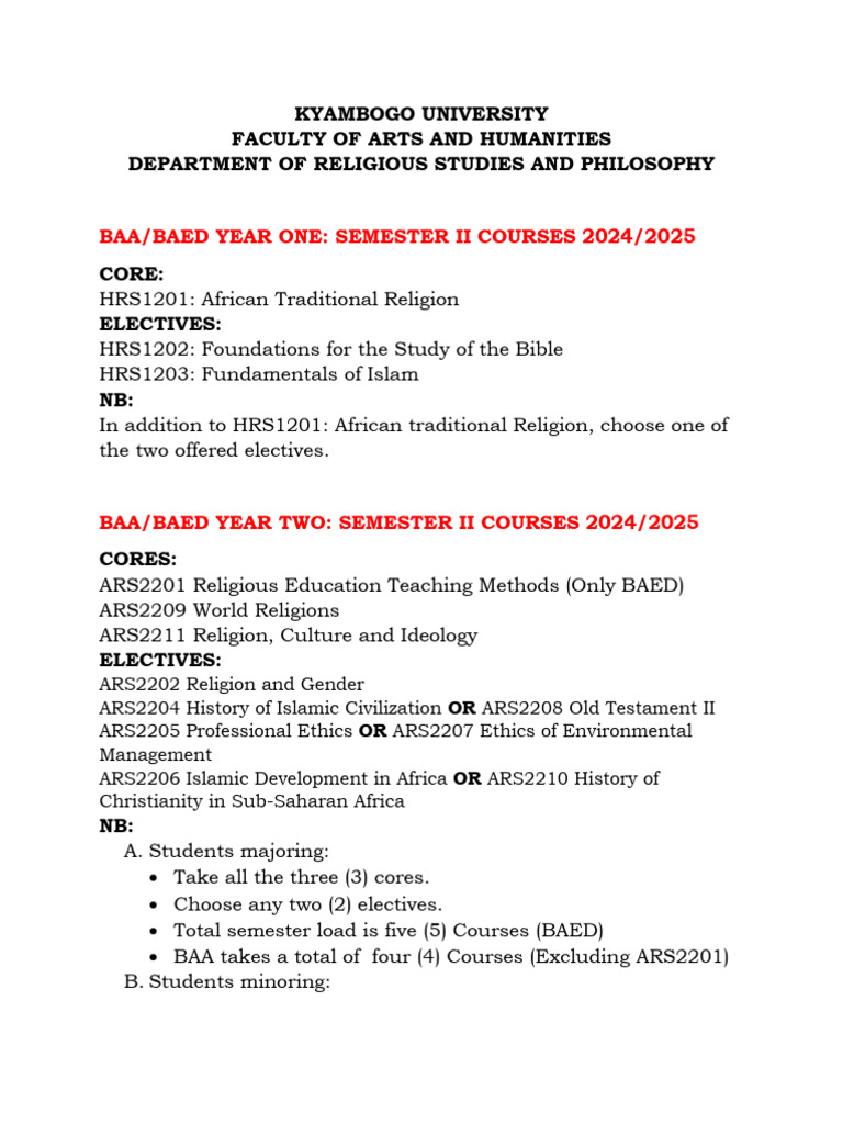 Religious Studies Course Selection Guide | PDF