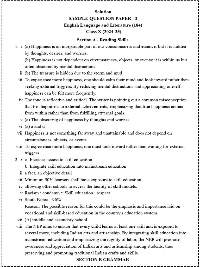 english-lang-and-lit-class-x-sample-paper-02-for-board-exam-2025-answers | PDF | Happiness | Poverty