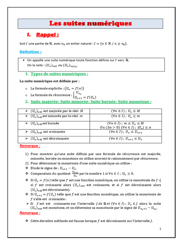 Cours Des Suites Numriques | PDF | Séquence | Limite (mathématiques)