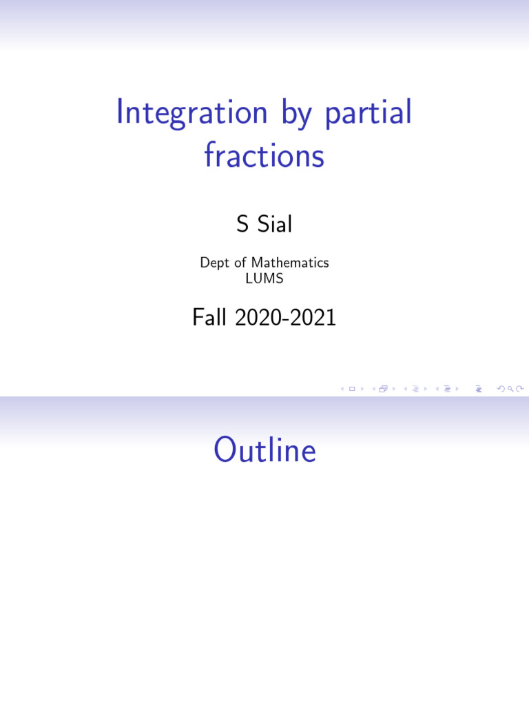Integration by Partial Fraction | PDF | Algebra | Mathematical Analysis