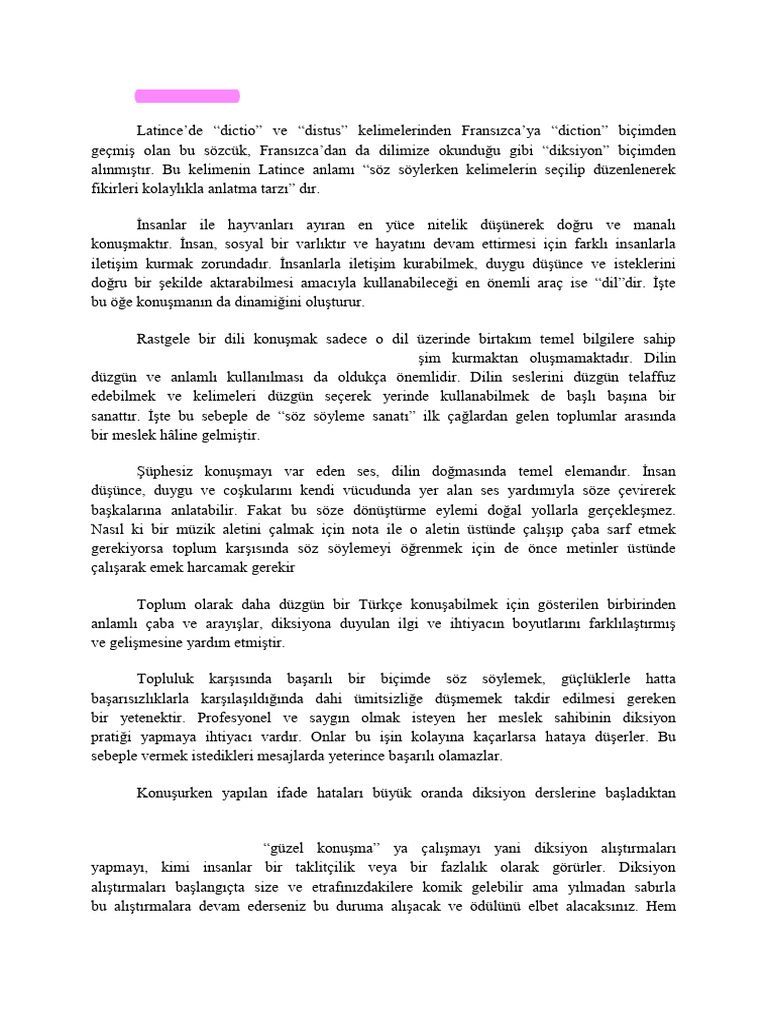 5. Hafta - 4. Dil ve Diksiyon | PDF