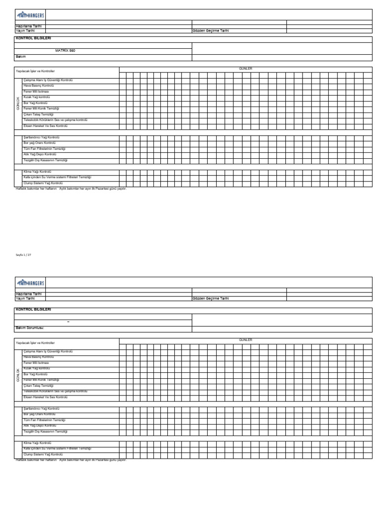 FR-KA05-Cnc Tezgahı BakimKarti | PDF