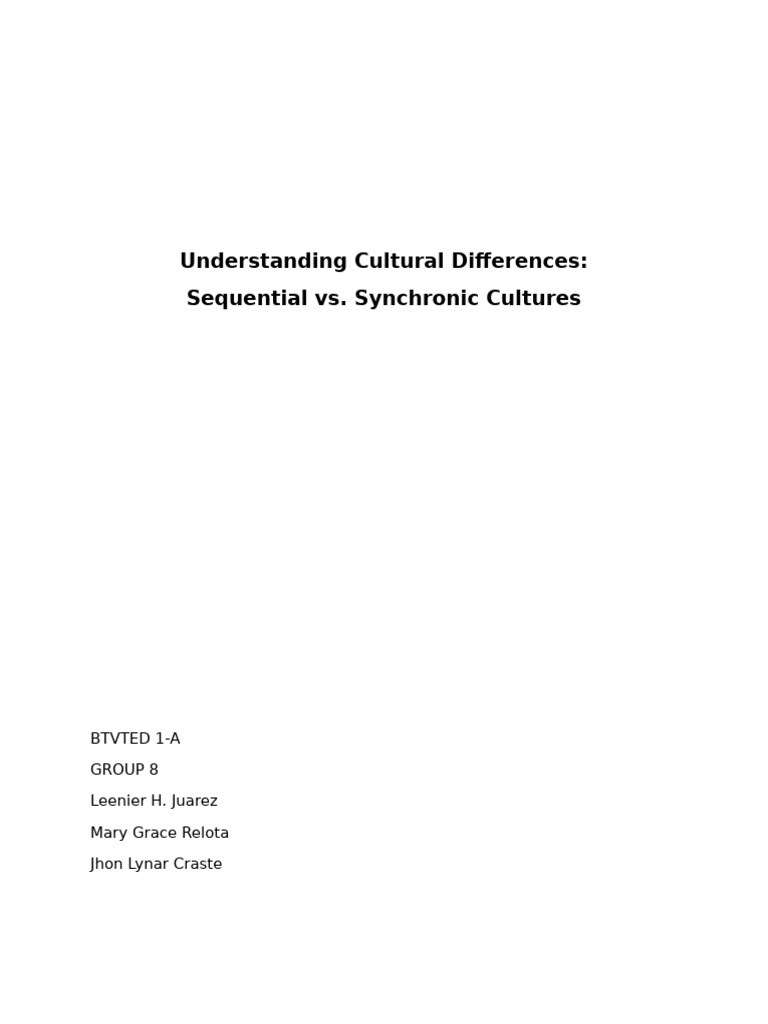 Sequential vs. Synchronic Cultures Explained | PDF