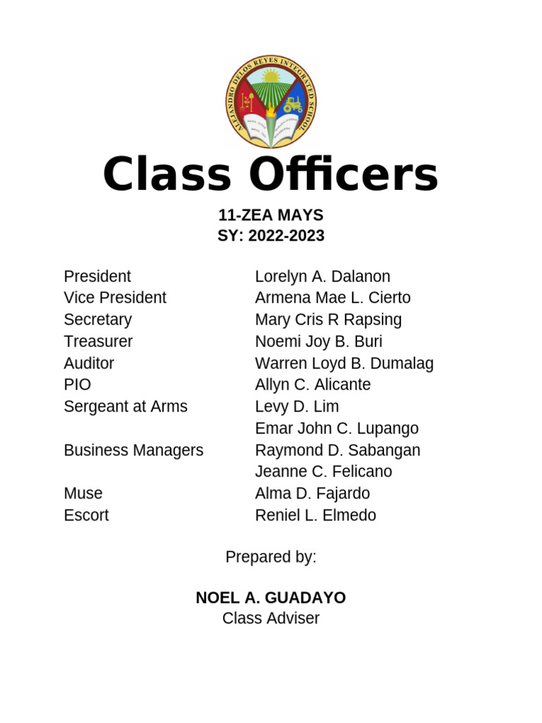 Class Officers 2022-2023 | PDF