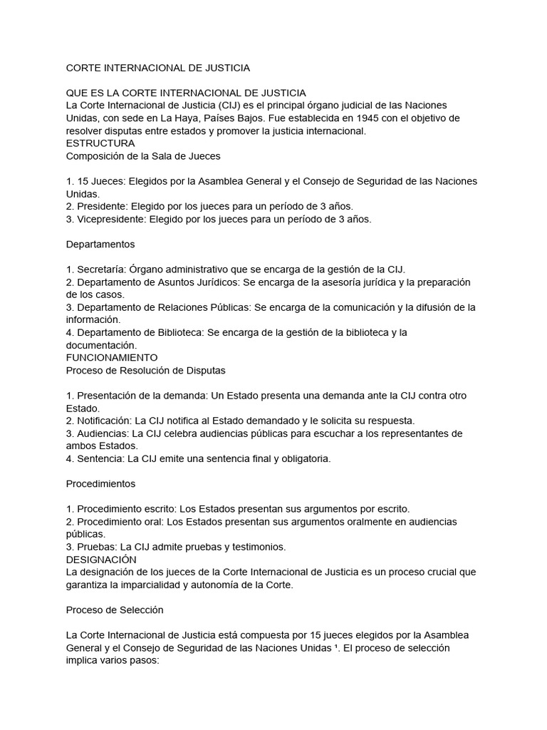 Corte Internacional de Justicia | PDF | Judicaturas | Ley Pública