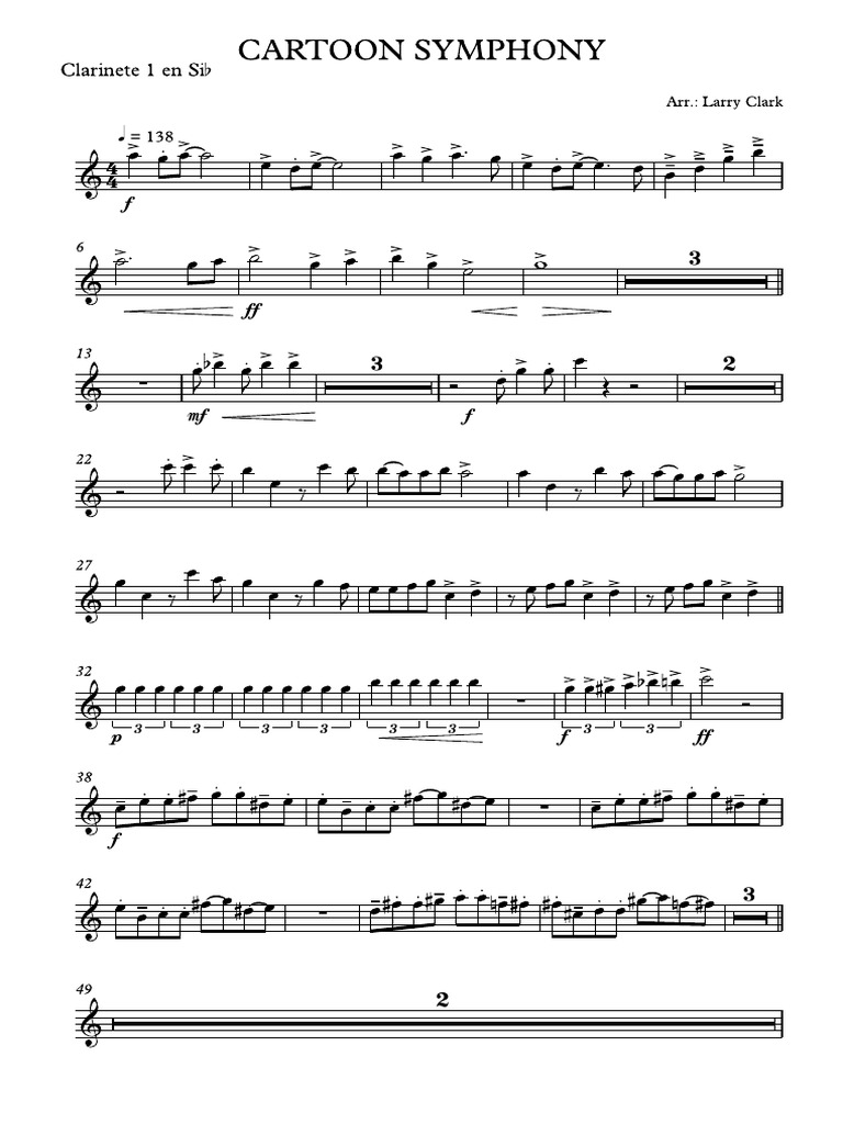 Cartoon Symphony - Clarinete 1 | PDF