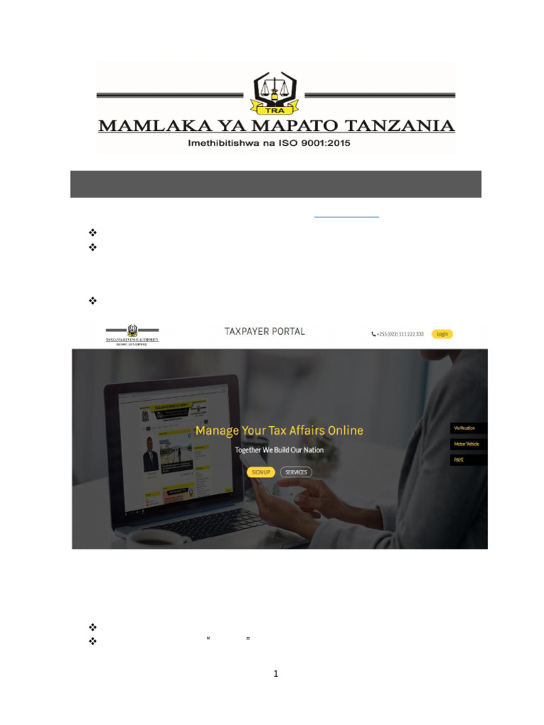 Namna Ya Kujisajili Na Kupata Akaunti Kwenye Taxpayer Portal Na ...