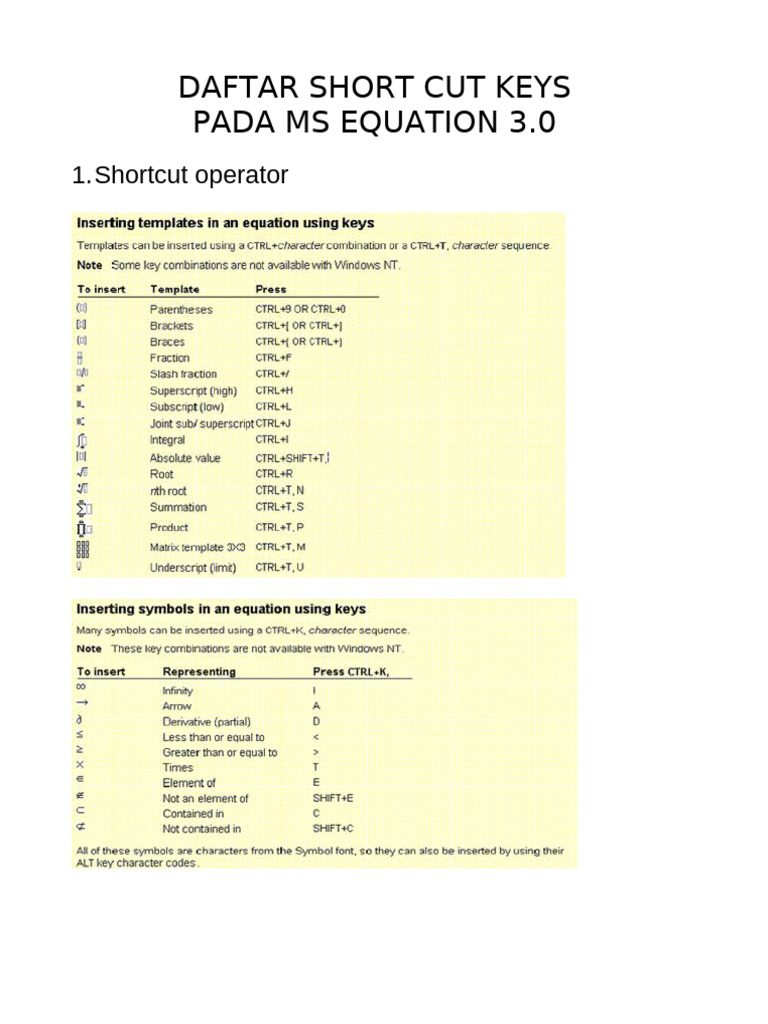 Shortcut MS Equation | PDF