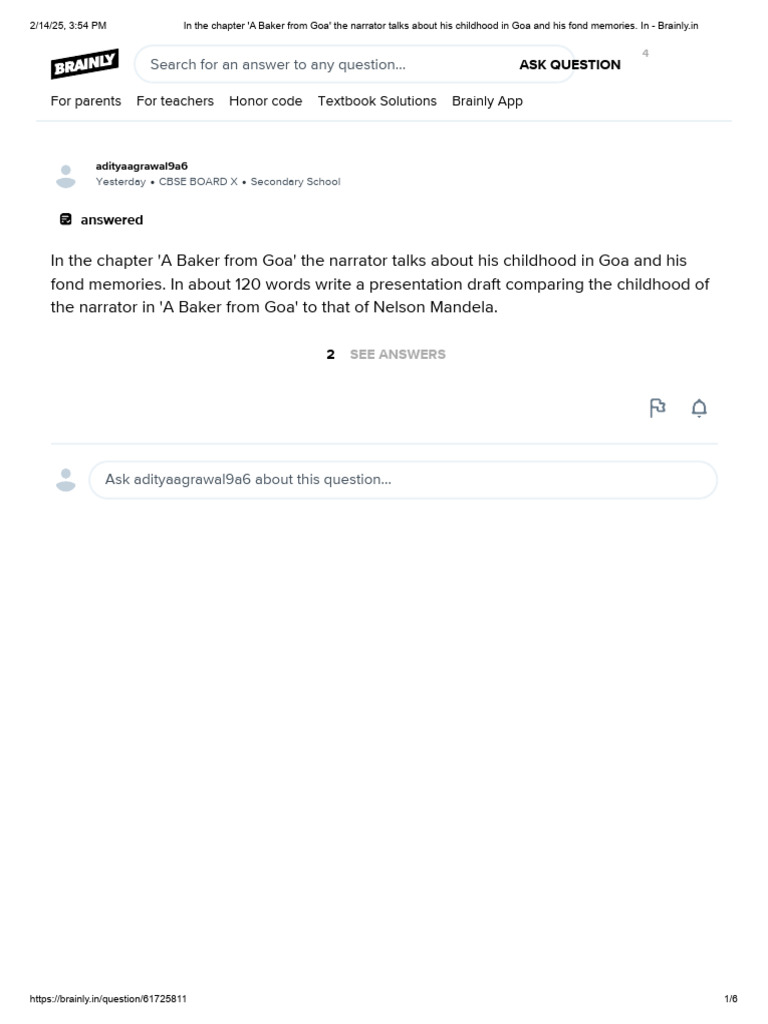 In The Chapter 'A Baker From Goa' The Narrator Talks About His ...