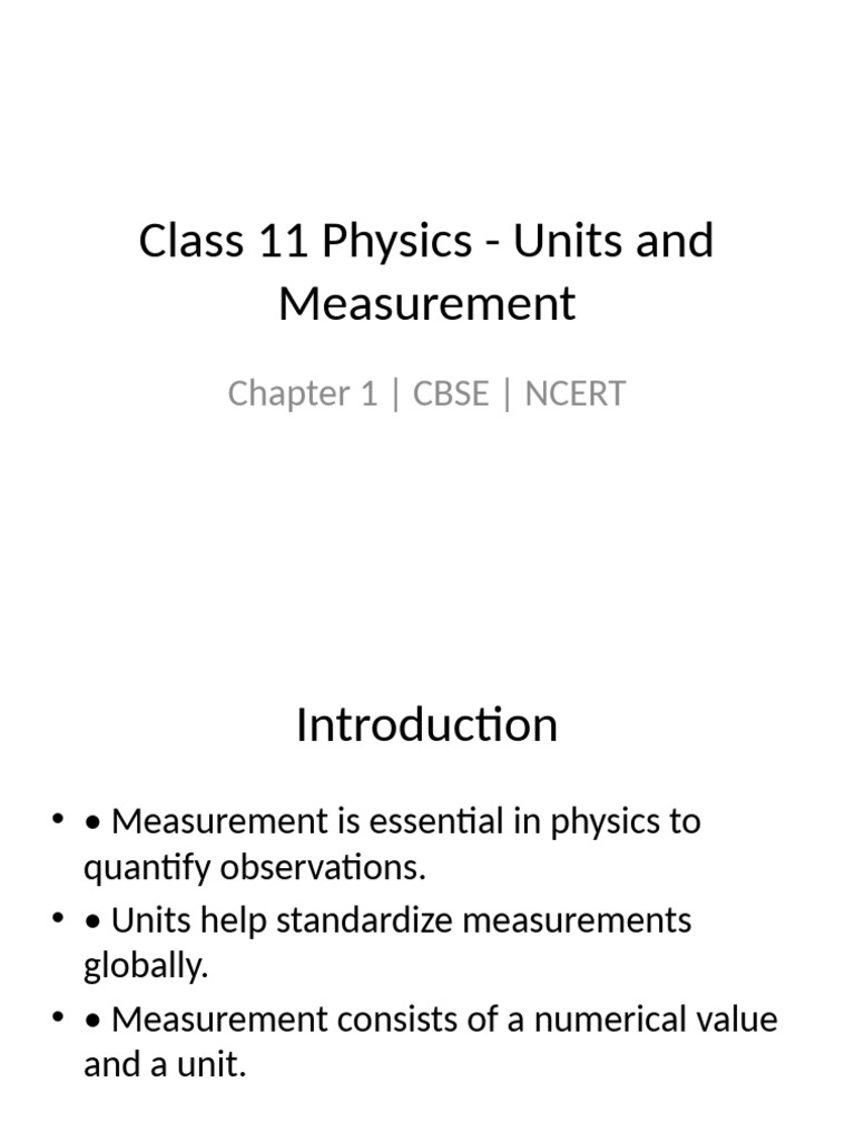 Class 11 Physics: Units & Measurement Guide | PDF
