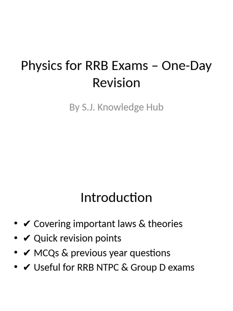 Physics RRB OneDay | PDF