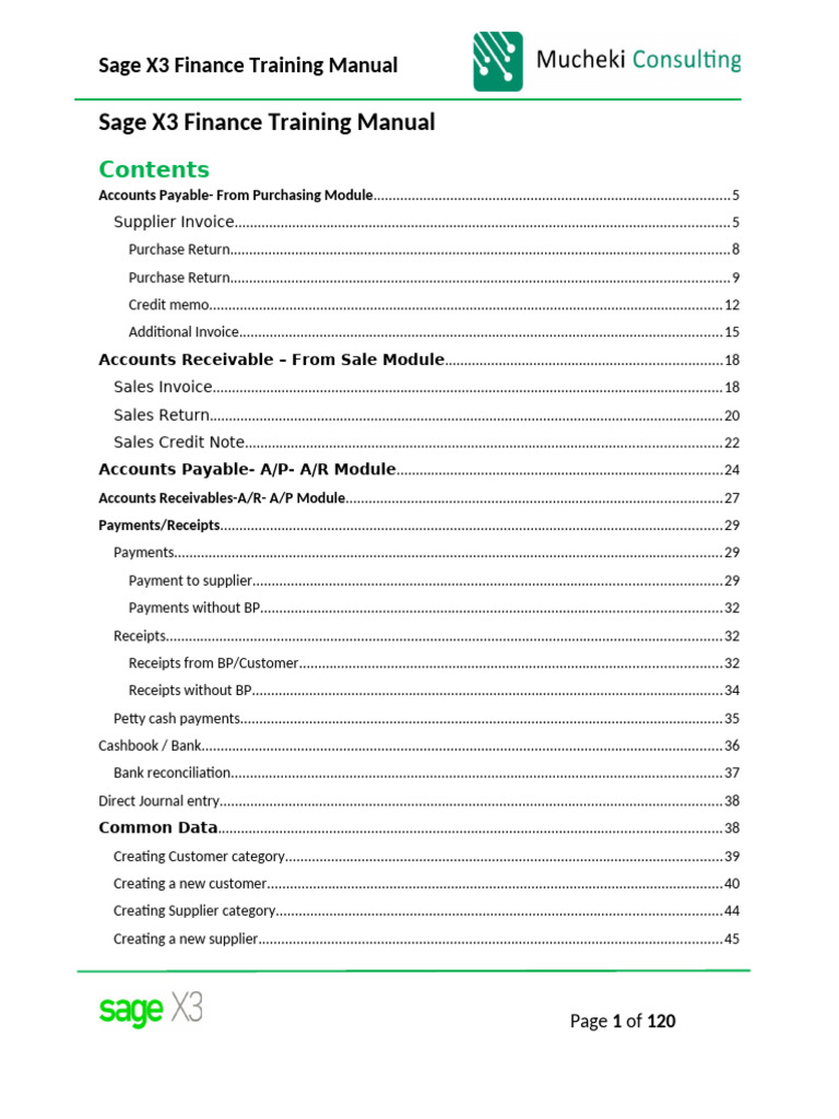 Sage X3 Finance Training Manual | PDF | Accounts Payable | Invoice