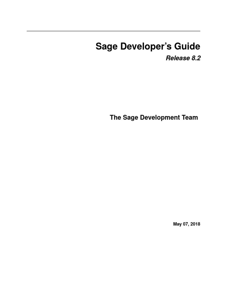 Sage Developer’s Guide Release 8.2 | PDF | Version Control | Computing