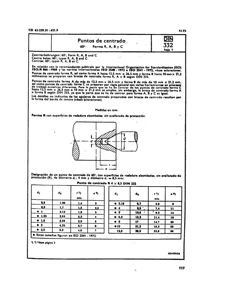 DIN 332-1 (Puntos de Centrado) | PDF