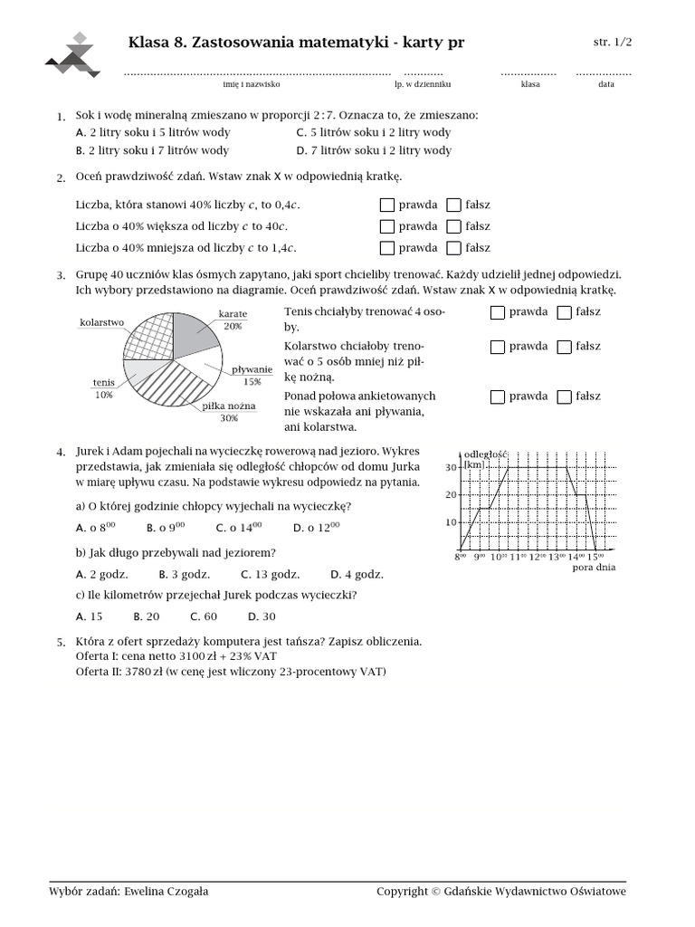 Zastosowanie Matematyki Karty Pracy | PDF
