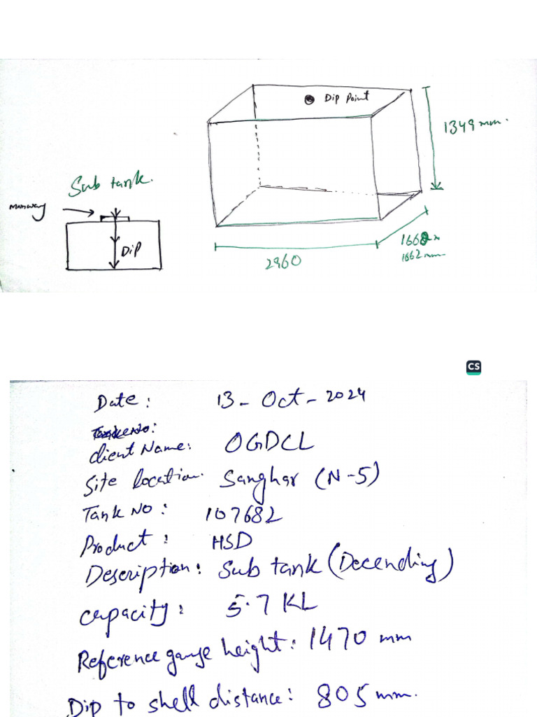 OGDCL Rig N-5 rectangular tank asset no 1076182 HSD 5.7 KL capacity | PDF