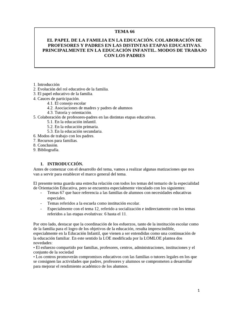 Tema 66 | PDF | Familia | Evaluación