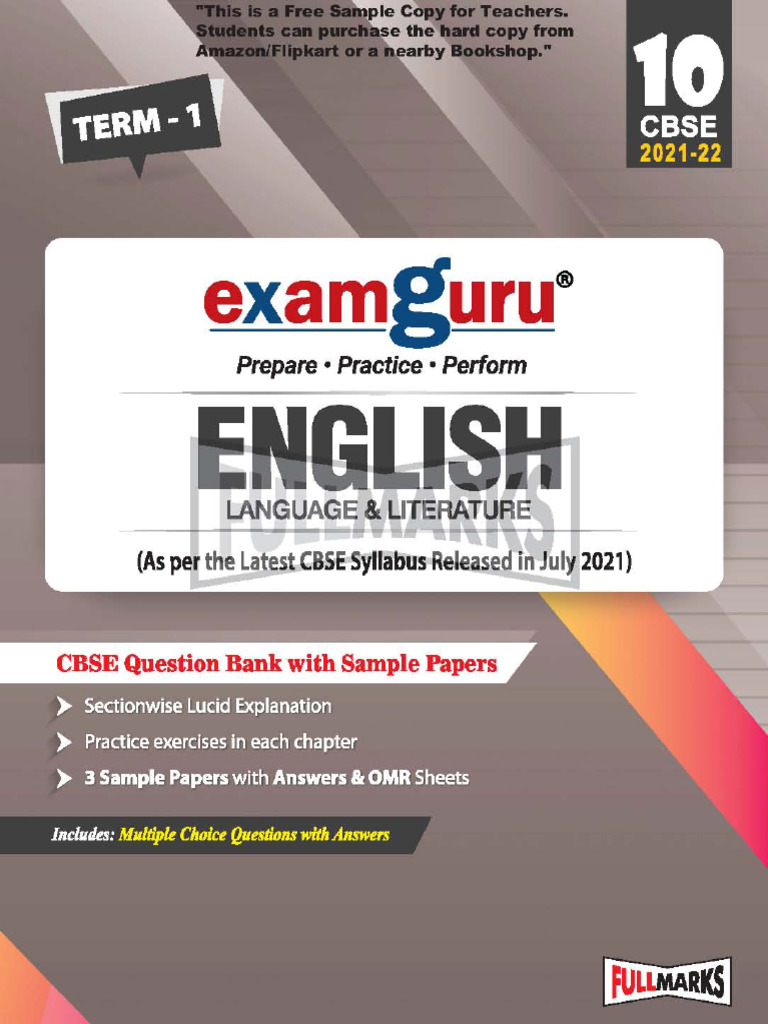 Examguru English Language & Literature Question Bank With Sample Papers ...